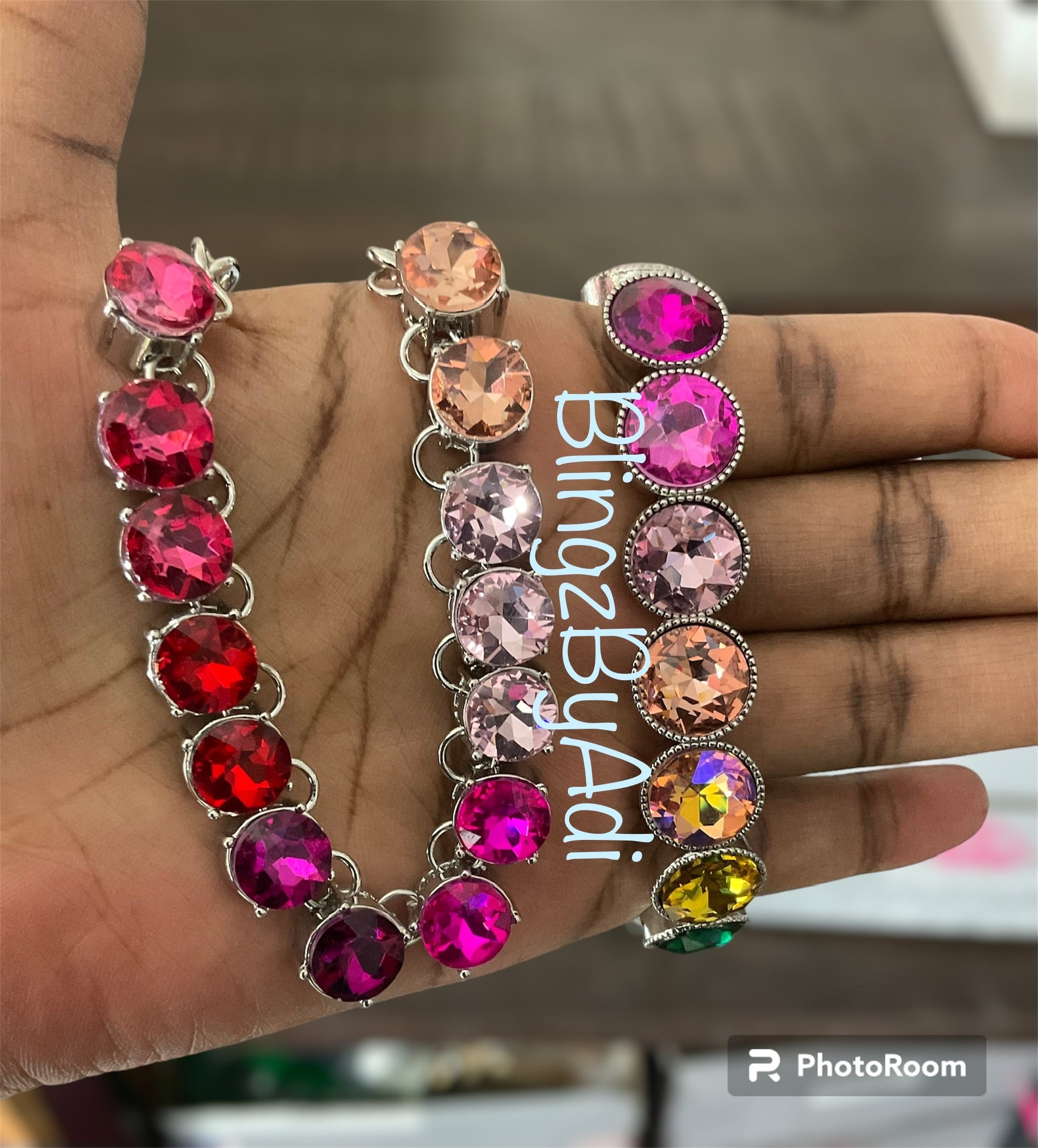 2 pc rainbow resplendence pink set D061/D025 – Blingz By Adi